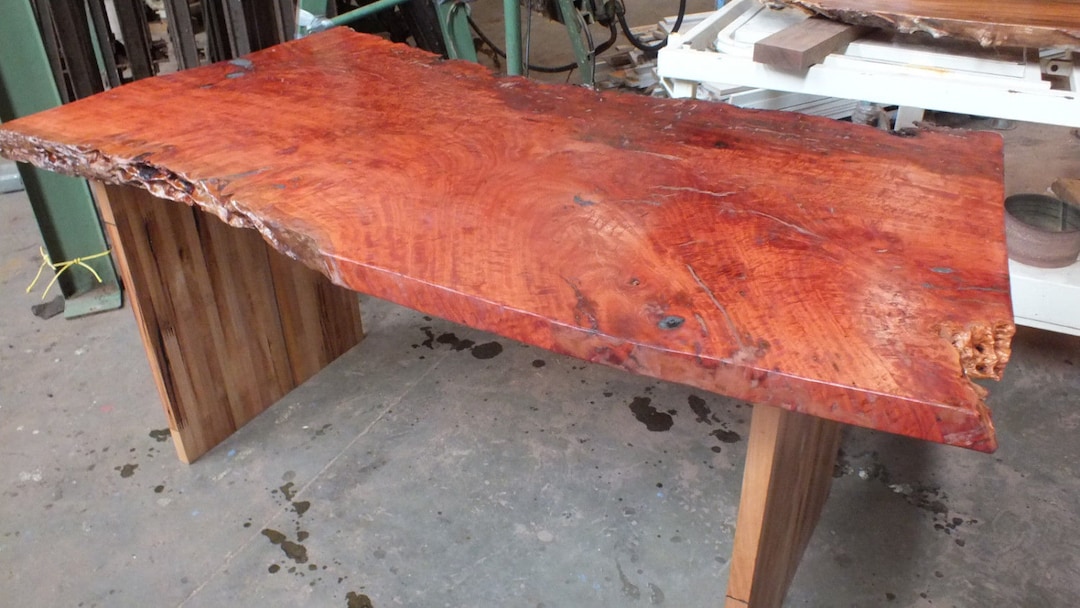 Redgum Slab Table Desk Top Approx 1500x800mm Birdseye Figuring Feature ...
