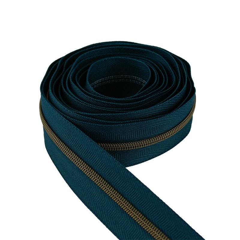Size #3 Teal Zipper With Antique Bronze Coil - 5 Yards & 15 Regular ...
