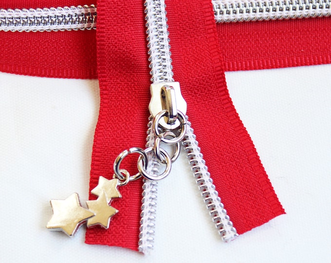 Size 3 Metallic Silver Zipper by the Yard With Silver Coil - Etsy