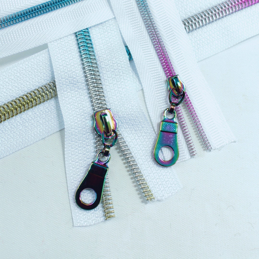 Size #3 White Zipper by the Yard With Rainbow Coil - 5 Yards & 15 ...