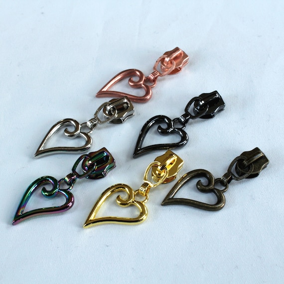 Size 5 Short Heart Zipper Pulls for 5 Nylon Coil Zippers - Etsy