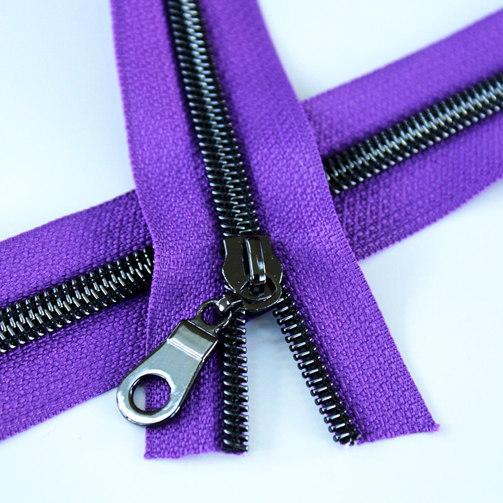 Size 5 Purple Zipper by the Yard With Gunmetal Coil 5 Yards - Etsy Norway