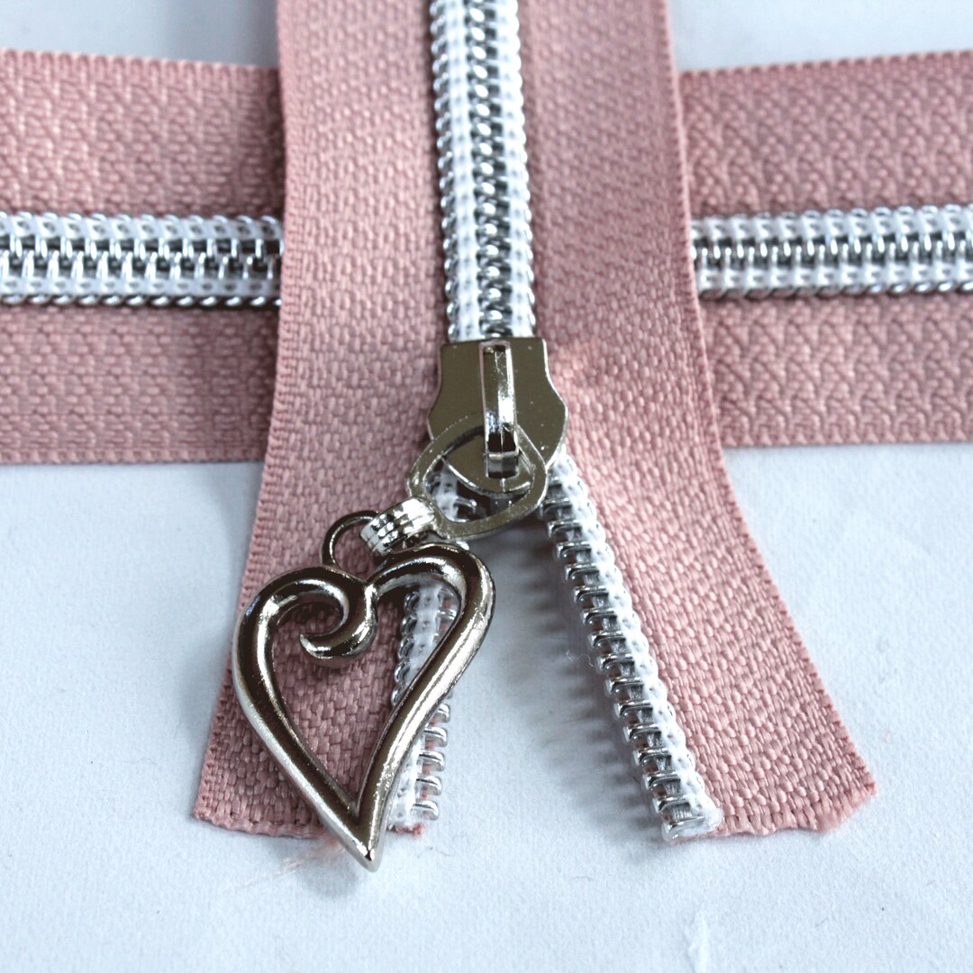Size #5 Rose Zipper With Silver Coil - 5 Yards & 15 Regular (donut ...