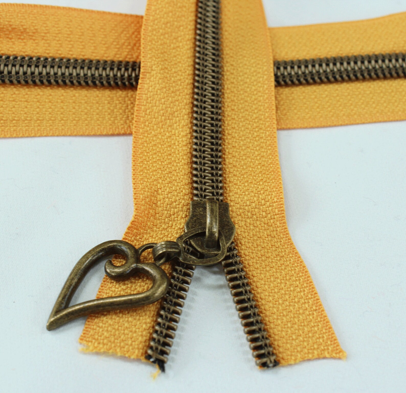 Size #5 Mustard Yellow Zipper With Antique Bronze Coil - 5 Yards & 15 ...