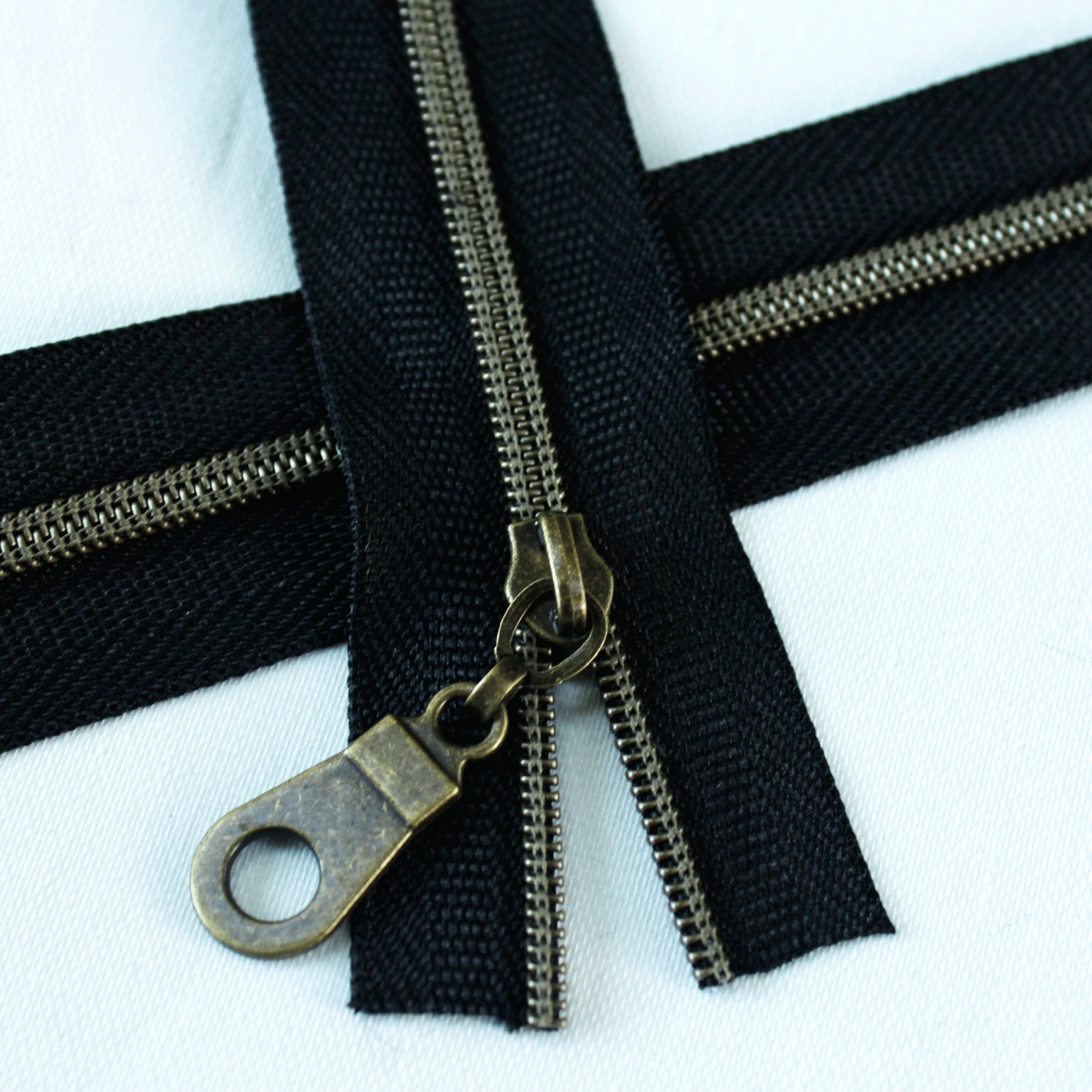 Size #3 Black Zipper With Antique Bronze Coil - 5 Yards & 15 Regular ...