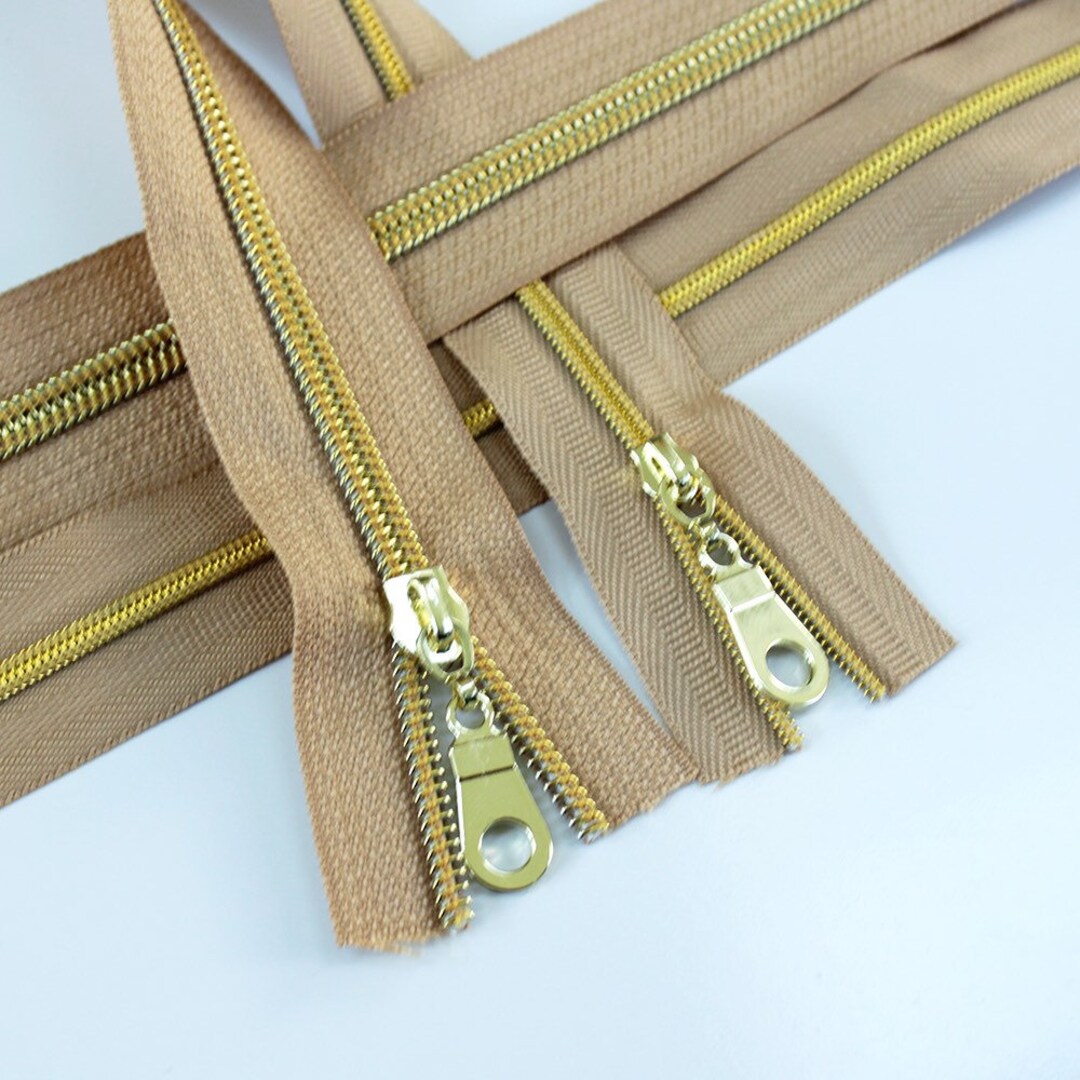Size #5 Natural Zipper With Gold Coil - 5 Yards & 15 Regular (donut ...
