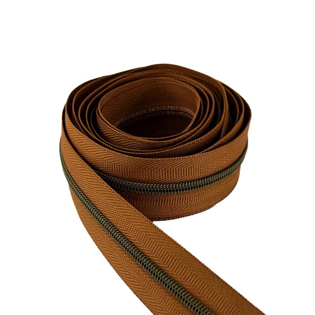 Size #3 Caramel Brown Zipper With Antique Bronze Coil - 5 Yards & 15 ...