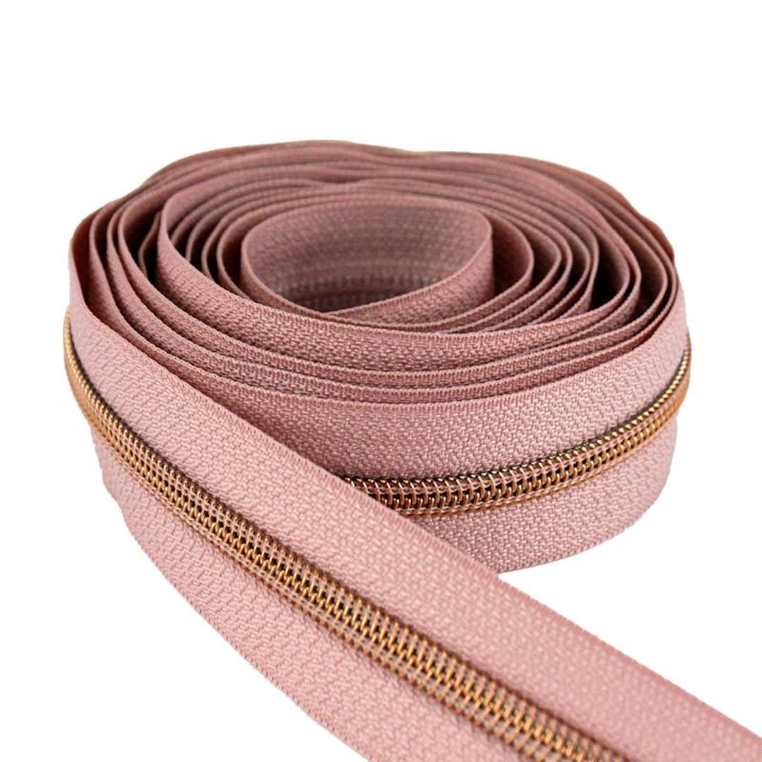 Size #5 Rose Zipper by the Yard With Rose Gold Coil - 5 Yards & 15 ...