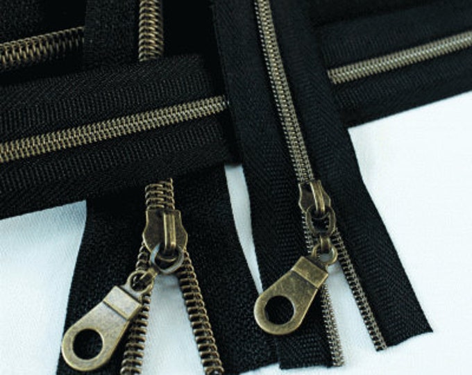 Size 5 Beige Zipper With Antique Bronze Coil 5 Yards & 15 - Etsy