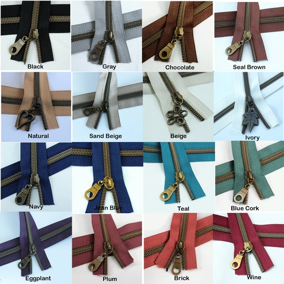 BRONZE Coil Nylon Coil Zippers Kits 5 Zipper Tape Bag - Etsy