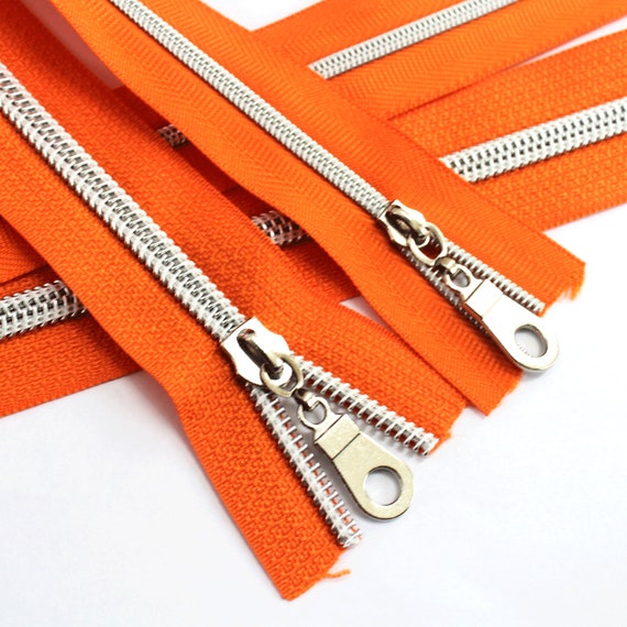 Size 3 Pumpkin Orange Zipper With Silver Coil 5 Yards & 15 | Etsy