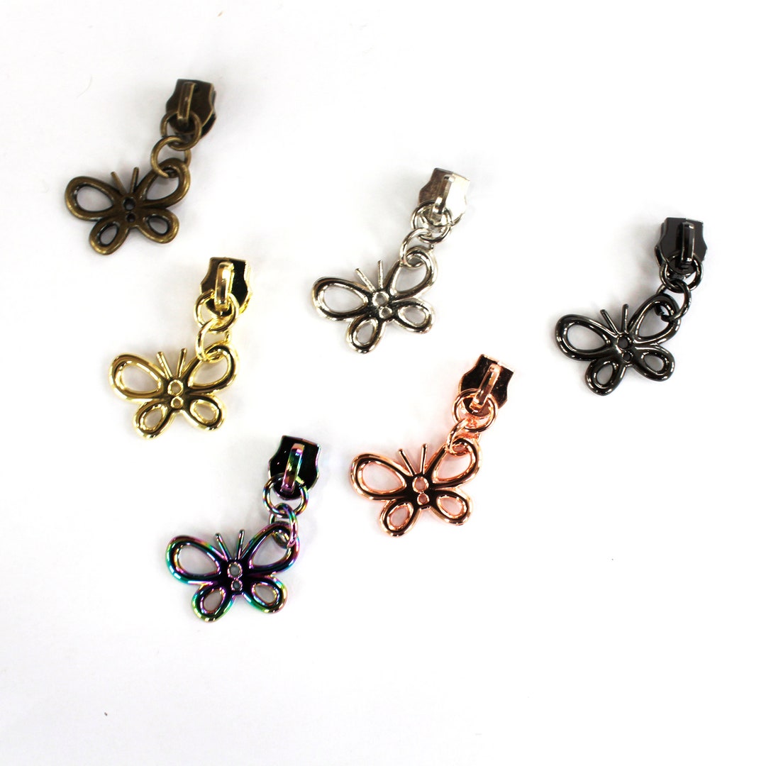 Size #5 Butterfly Zipper Pull for #5 Nylon Coil Zippers, Purse Zipper ...