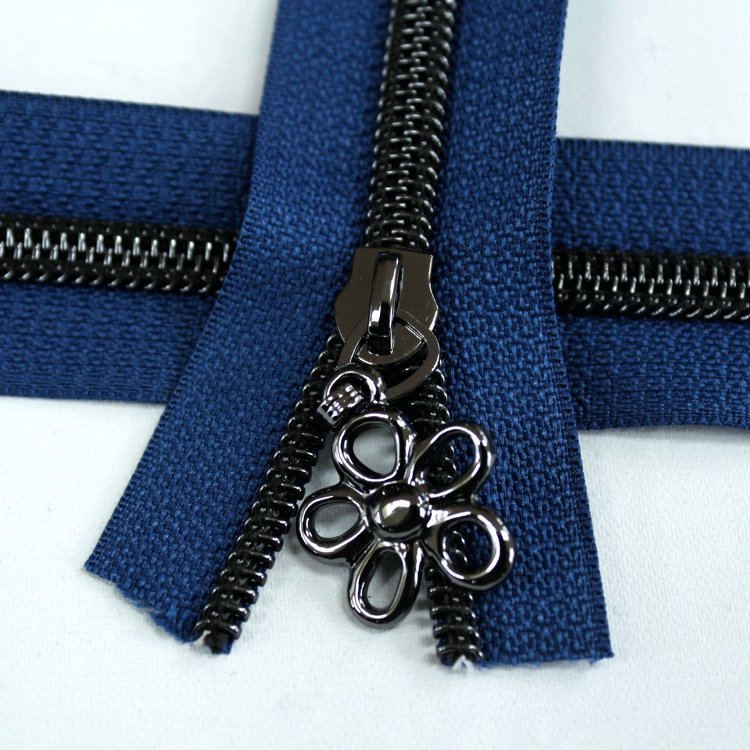 Size #5 Jean Blue Zipper With Gunmetal Coil - 5 Yards & 15 Regular ...