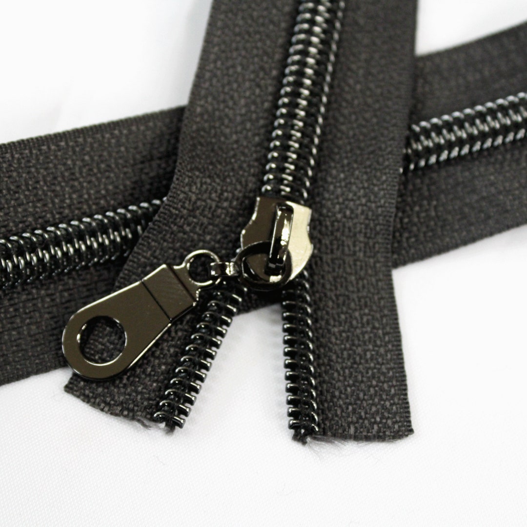 Size #5 Charcoal Zipper With Gunmetal Coil - 5 Yards & 15 Regular ...