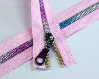 Size 5 Purple Zipper by the Yard With Rainbow Coil 5 Yards - Etsy