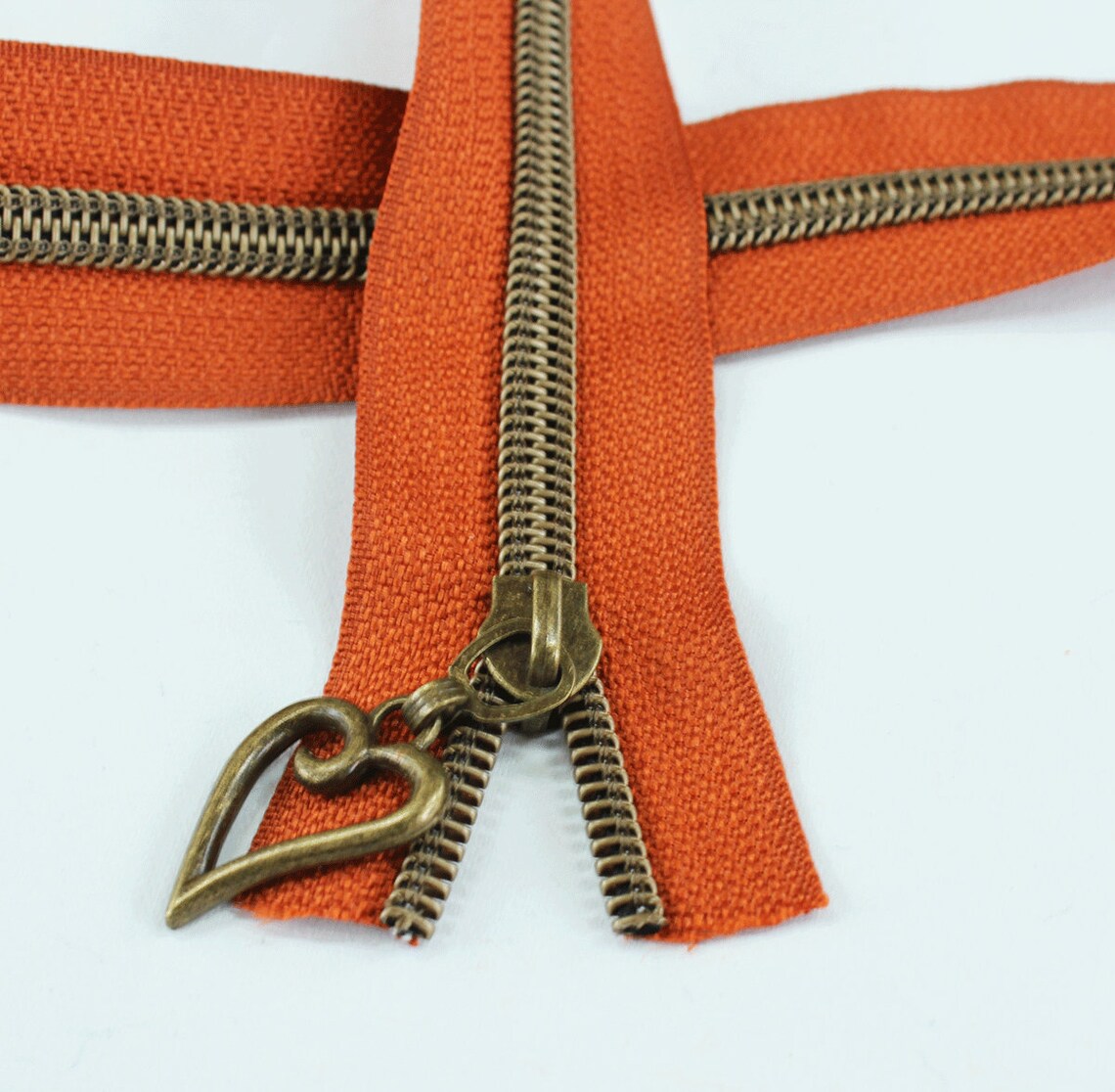 Size 5 Rust Orange Zipper With Antique Bronze Coil 5 Yards | Etsy