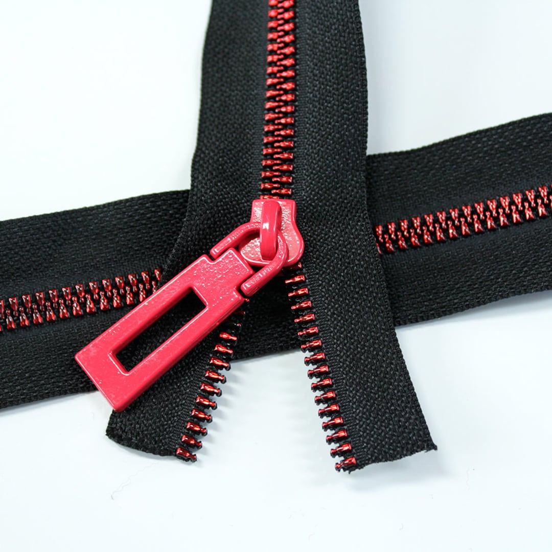 Size #5 Black Resin Zipper With Red Teeth - Etsy
