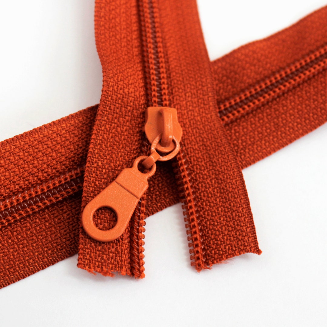 Size #5 Rust Orange Zipper With Rust Orange Coil - 5 Yards & 15 Regular ...