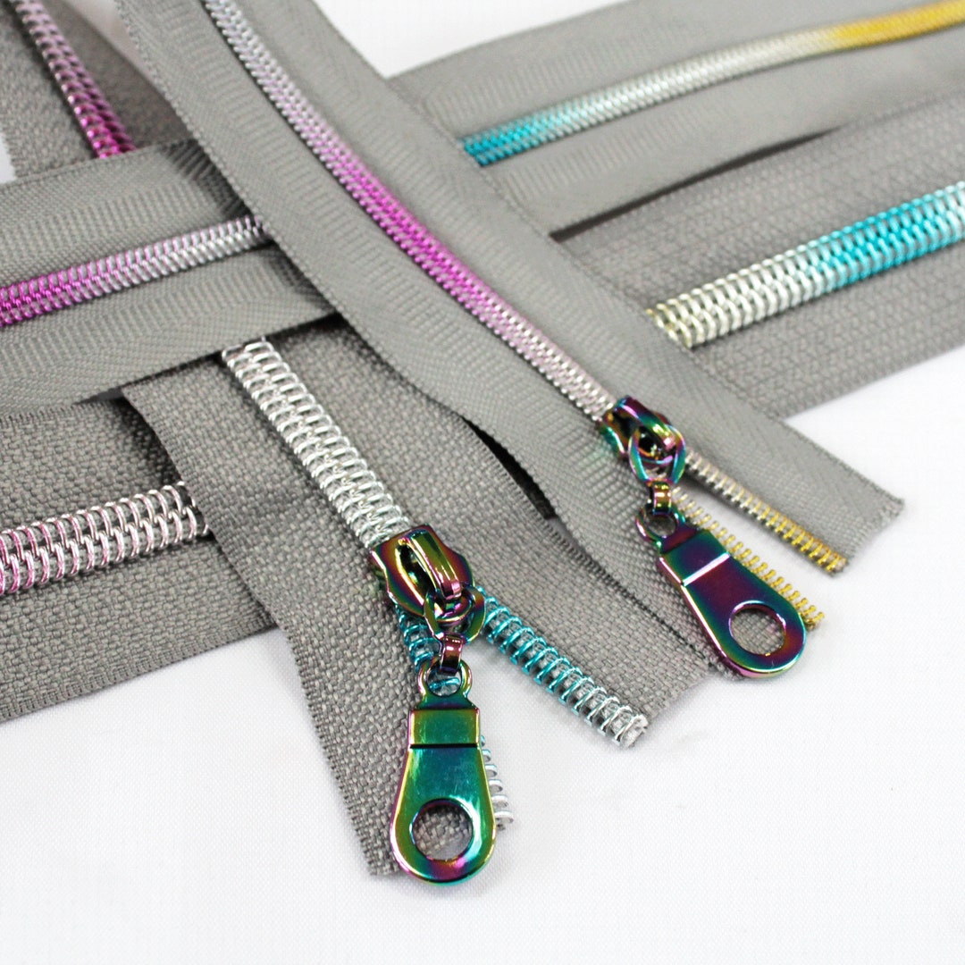 Size #3 Gray Zipper by the Yard With Rainbow Coil - 5 Yards & 15 ...