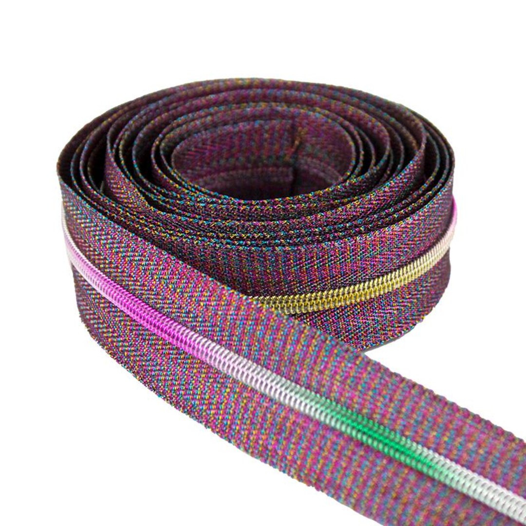 Size #3 Metallic Rainbow Zipper by the Yard With Rainbow Coil - 3 Yards ...