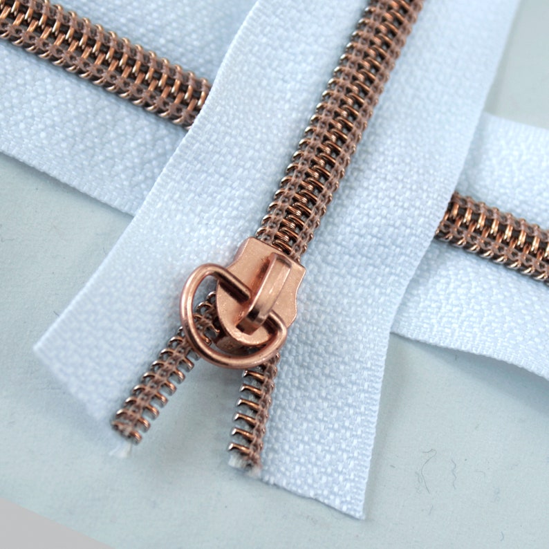 Size 5 White Zipper With Rose Gold Coil rose gold zipper | Etsy