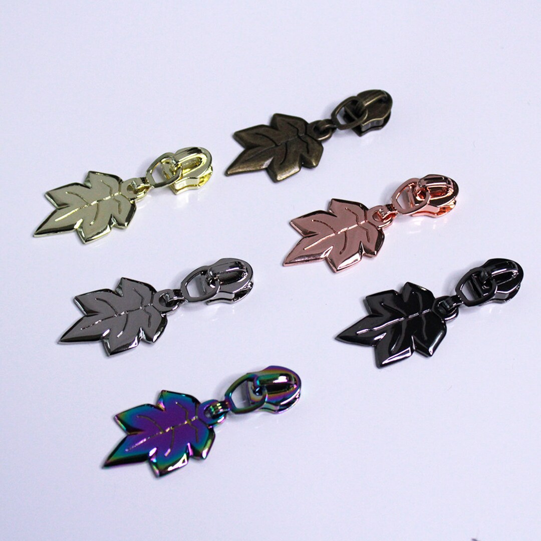 Size #5 Leaf Zipper Pull for #5 Nylon Coil Zippers, Purse Zipper Pulls ...