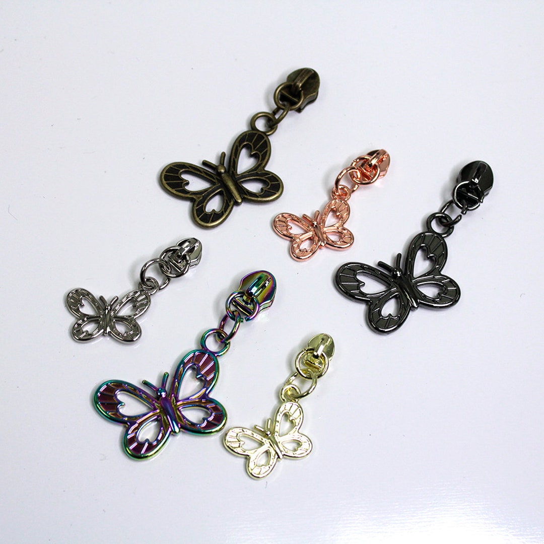 Size #3 Premium Butterfly Zipper Pulls for Nylon Coil Zippers, Purse ...