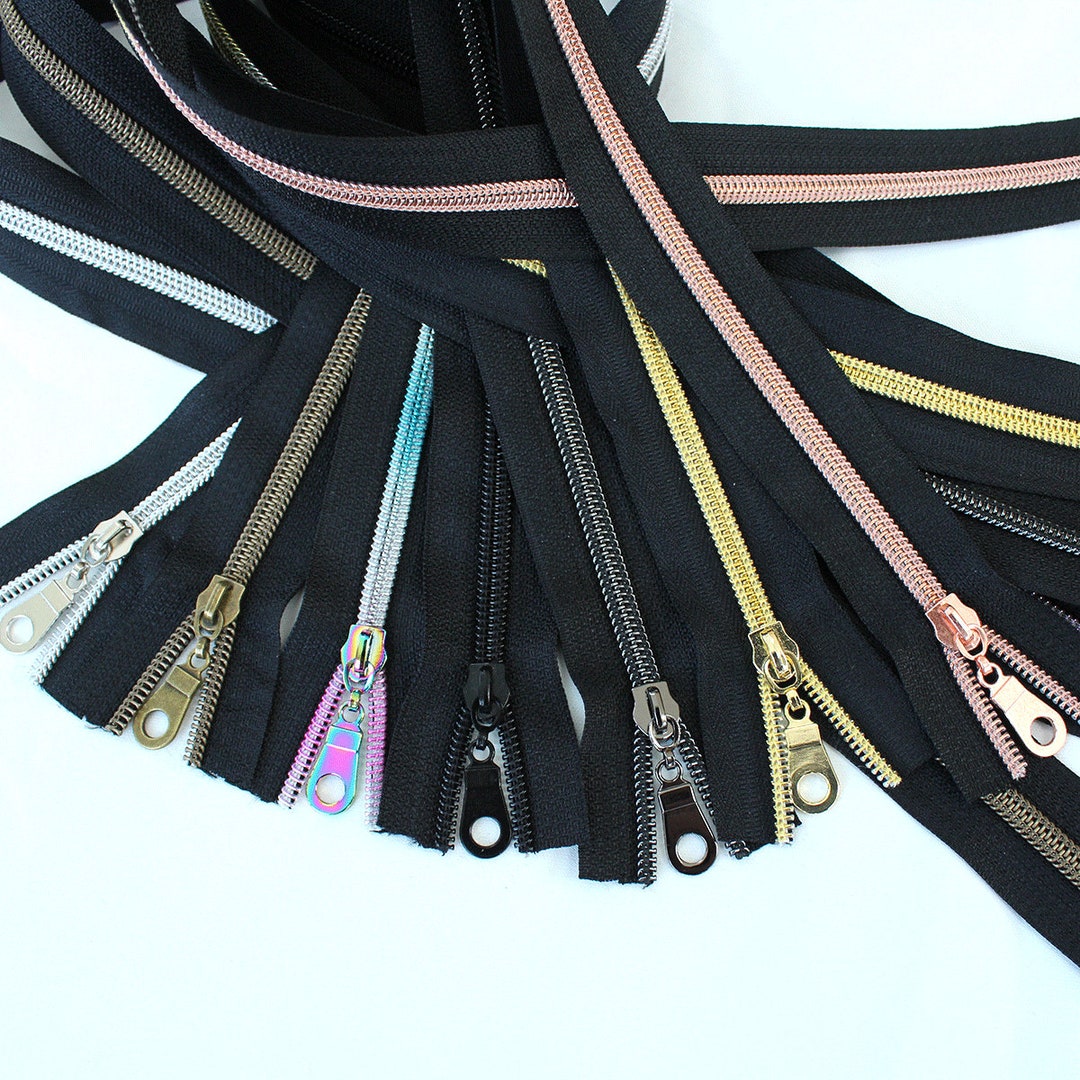 Size #5 Black Zippers Sampler, Black Zipper by the Yard, 1 Yard of Each ...