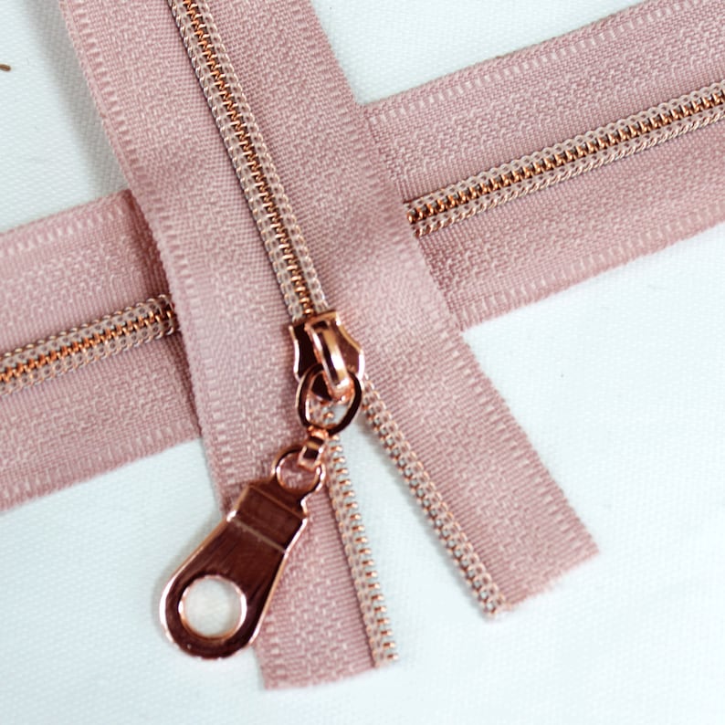 Size 3 Rose Zipper With Rose Gold Coil 5 Yards & 15 Regular | Etsy