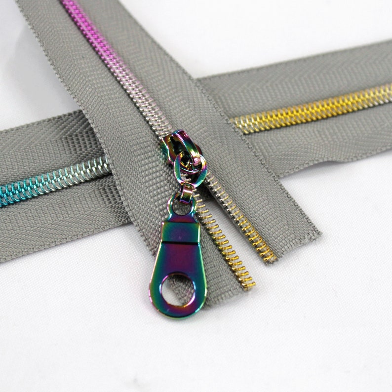 Size 3 Gray Zipper by the Yard With Rainbow Coil 5 Yards & - Etsy