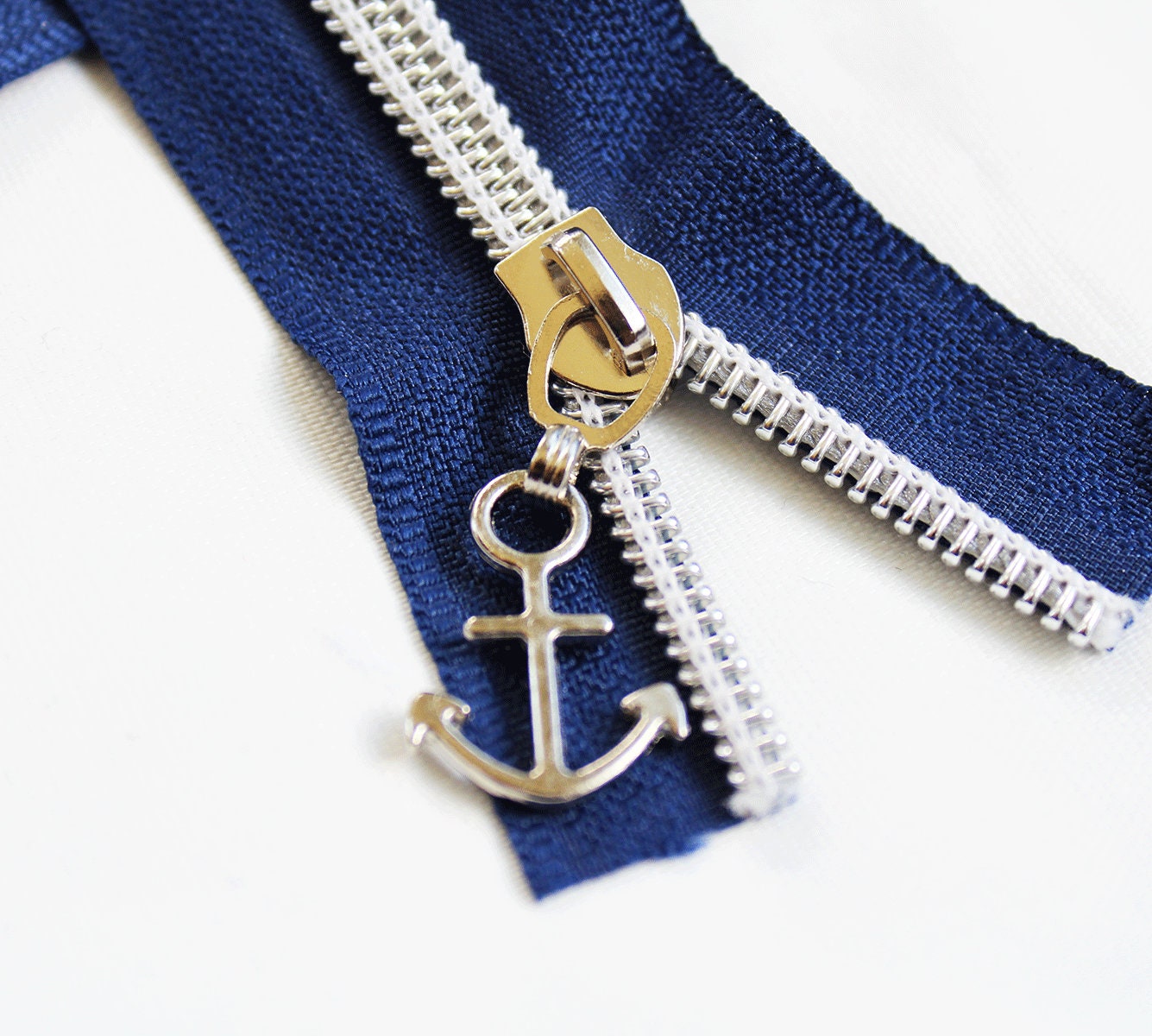 Size 5 Navy Blue Zipper With Silver Coil 5 Yards & 15 | Etsy