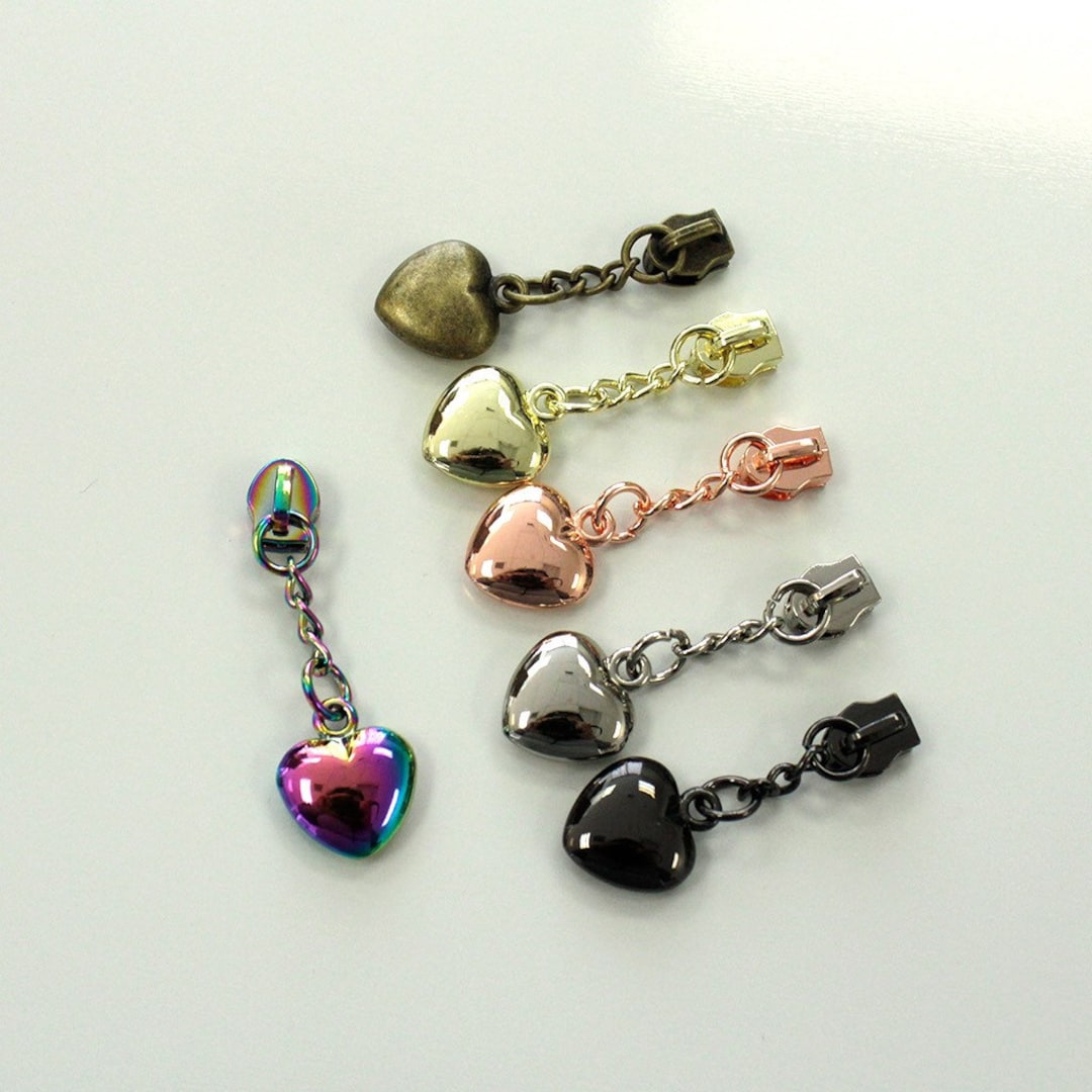 Size #5 Chain Heart Zipper Pulls, Heart Zipper Pulls, Purse Zipper ...