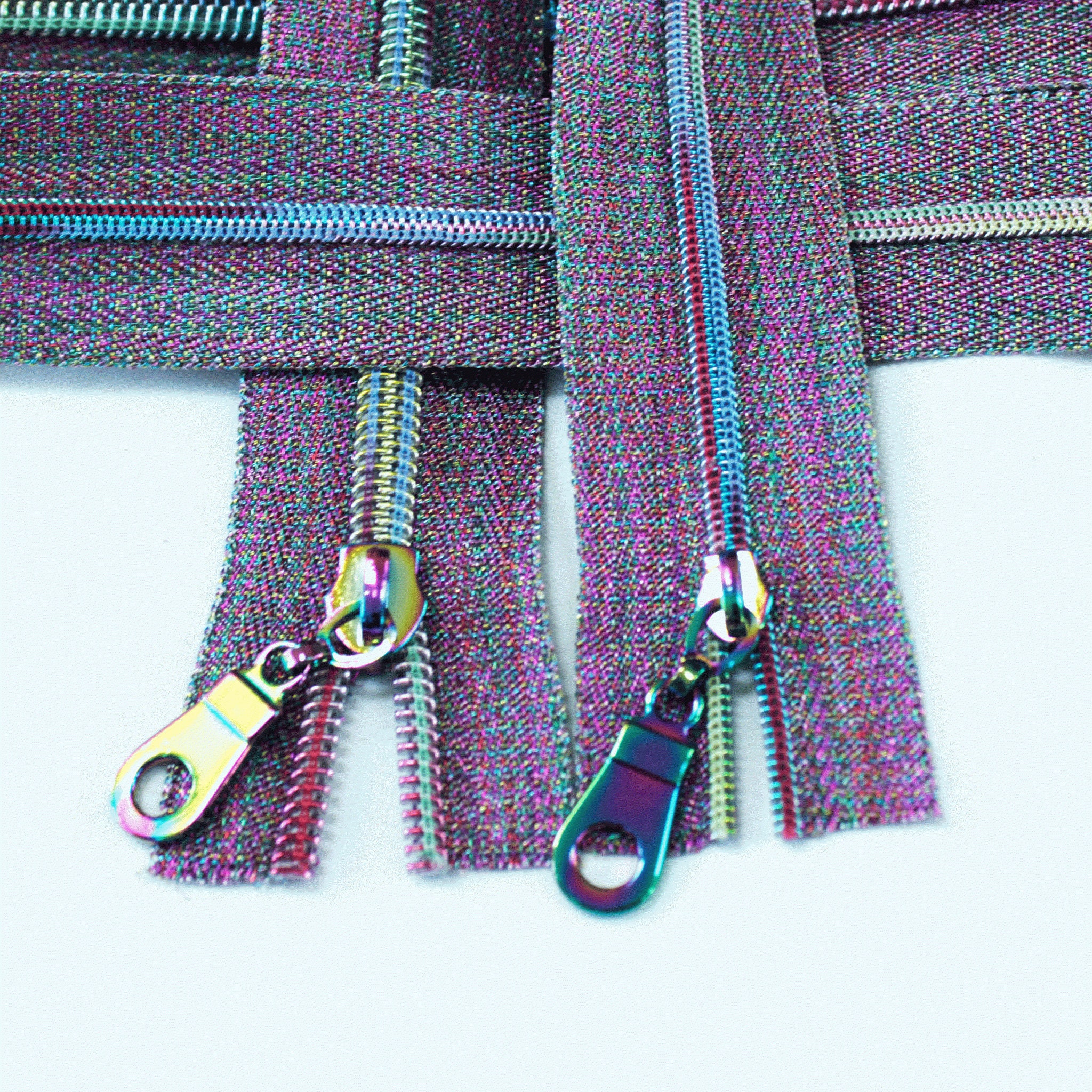 Size 3 Metallic Rainbow Zipper by the Yard With Rainbow Coil - Etsy