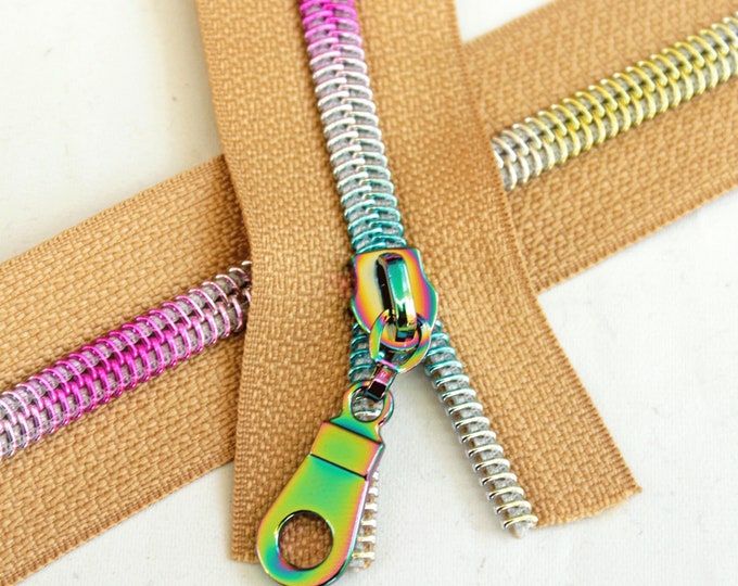 Size 5 White Zipper by the Yard With Rainbow Coil 5 Yards & - Etsy
