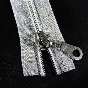 Size 5 Metallic Silver Zipper by the Yard With Silver Coil - Etsy
