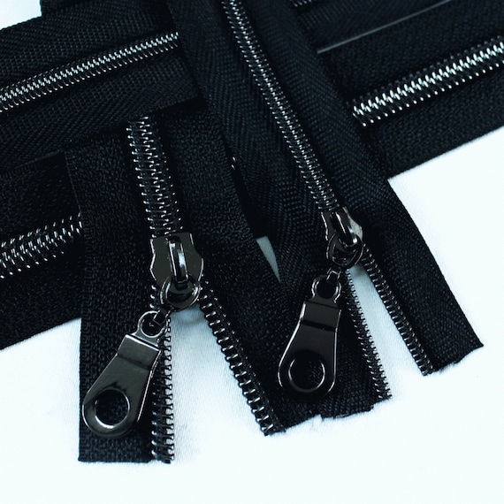 Size 3 Black Zipper With Gunmetal Coil 5 Yards & 15 Regular - Etsy