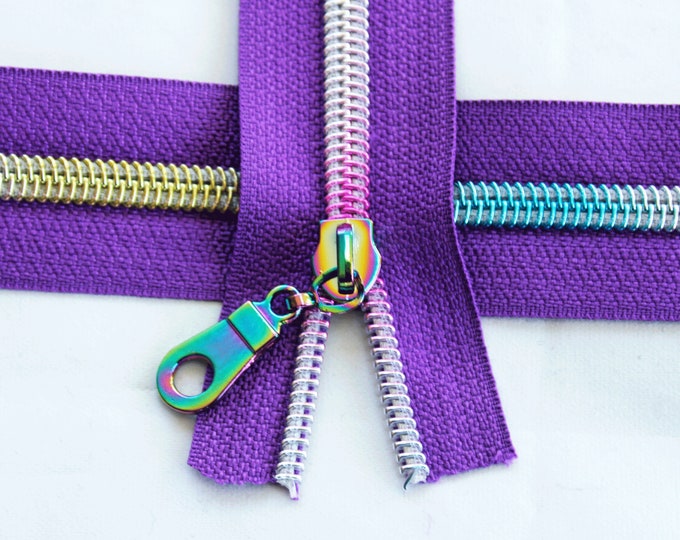 Size 5 Black Zipper by the Yard With Rainbow Coil 5 Yards & - Etsy