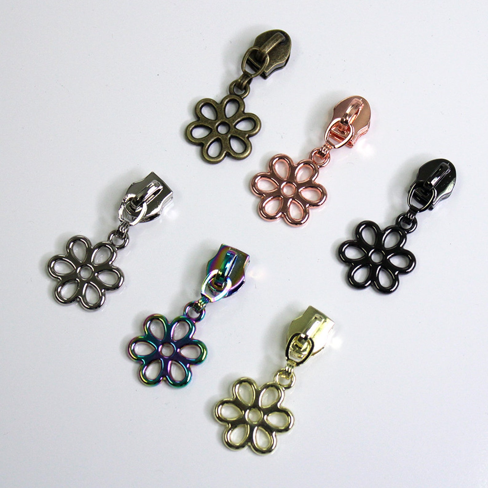 Size #5 (new Design) Flower Zipper Pulls for Nylon Coil Zippers, Purse ...
