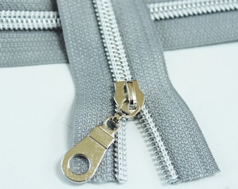 Size 3 Metallic Silver Zipper by the Yard With Silver Coil - Etsy