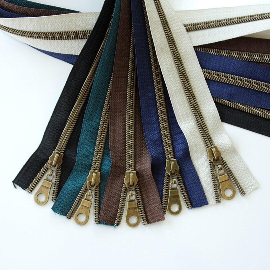 Size #5 Fall Zipper Kit 2, 5 Yards of #5 Nylon Zipper Tape With Bronze ...