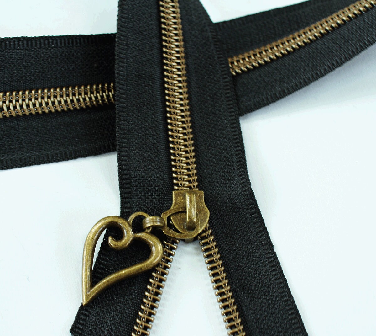 Size #5 Black Zipper With Antique Bronze Coil - 5 Yards & 15 Regular ...