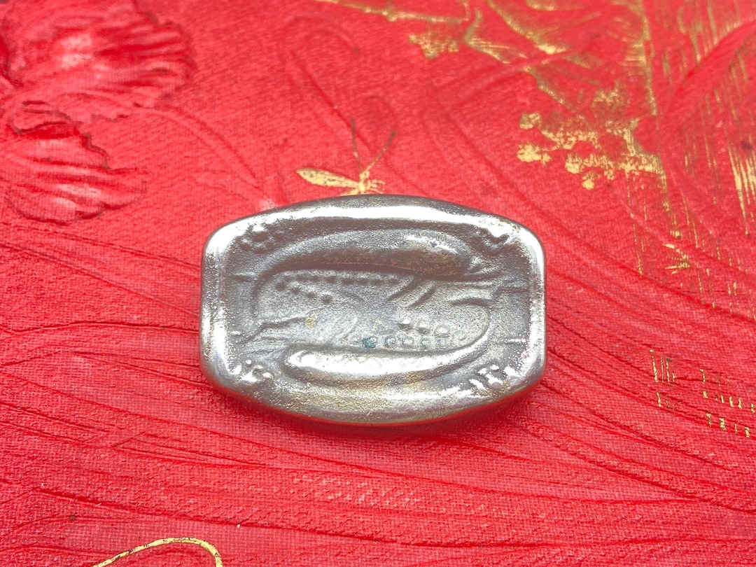 Vintage Stamp Seal Pin. Pewter Brooch Profile of Two Fish. Pisces ...