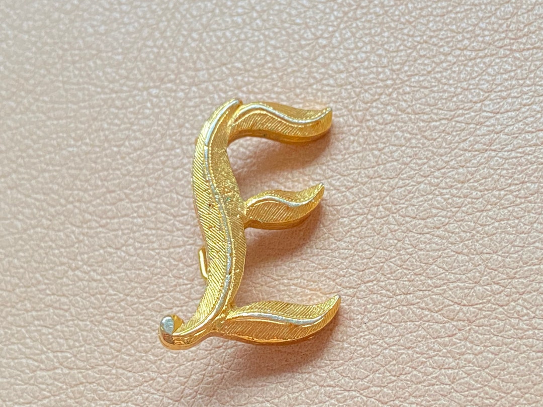 Vintage Letter E Brooch. Gold Metal Brooch. E Logo. - Etsy