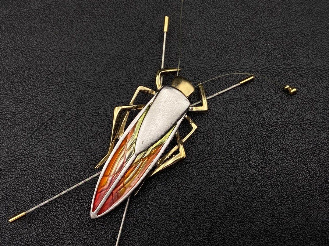 PIERRE LANG Beetle Insect Brooch in Red-orange Enamel. - Etsy