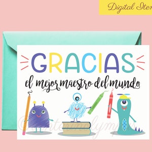 Spanish Teacher Thank You Card Printable With Little | Etsy