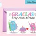 Spanish Teacher Thank You Card Printable With Little Monsters, Instant ...