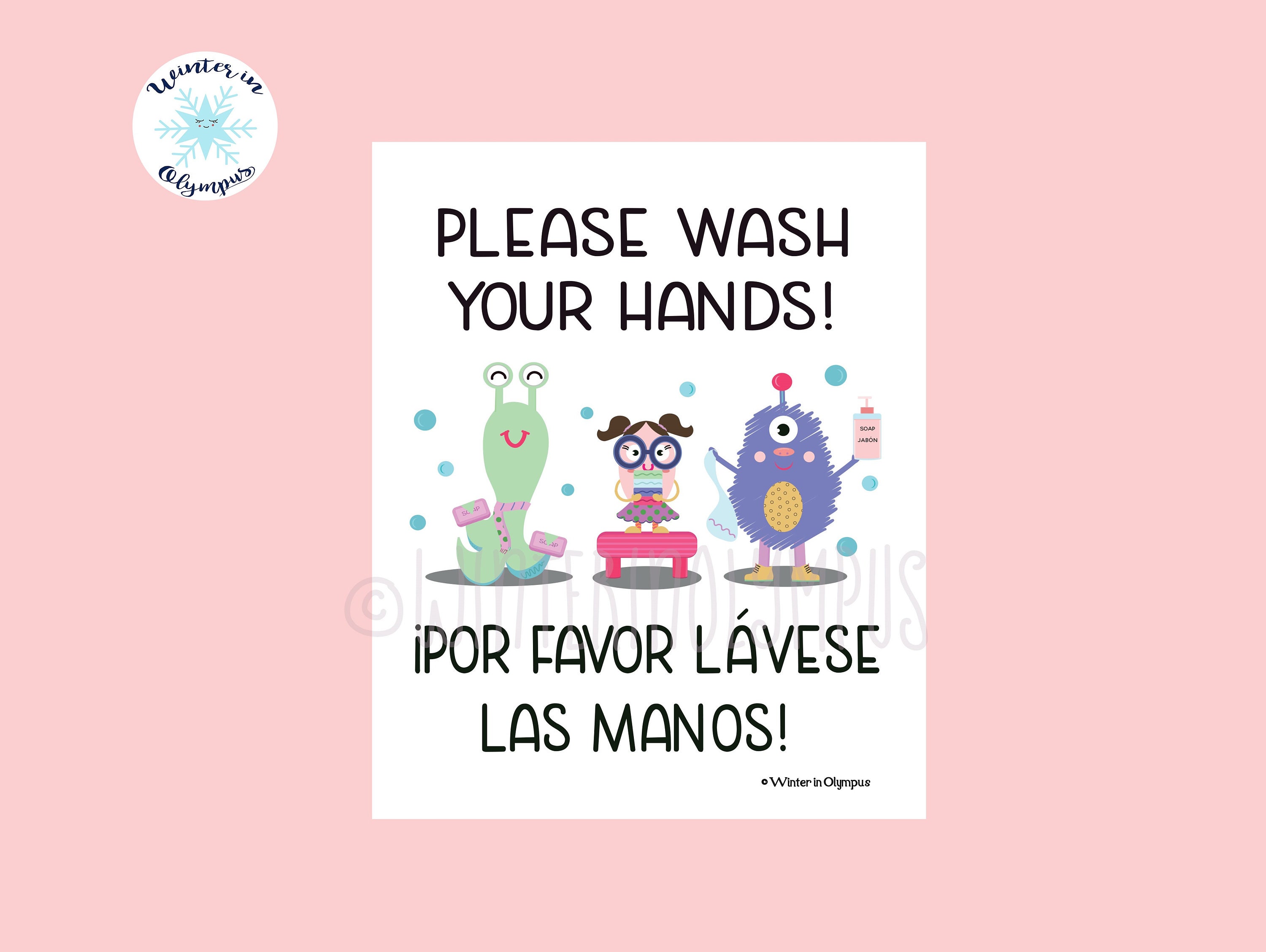Bilingual Spanish English Hand Washing Sign Printable with - Etsy España