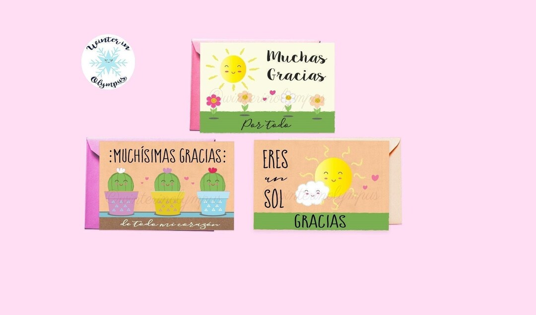 Spanish Language Thank You Printable Greeting Card Set, Instant ...