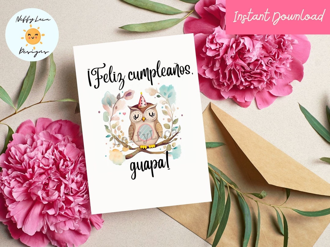 Spanish Birthday Card Printable With Owl, Guapa Card for Her, Tarjeta ...
