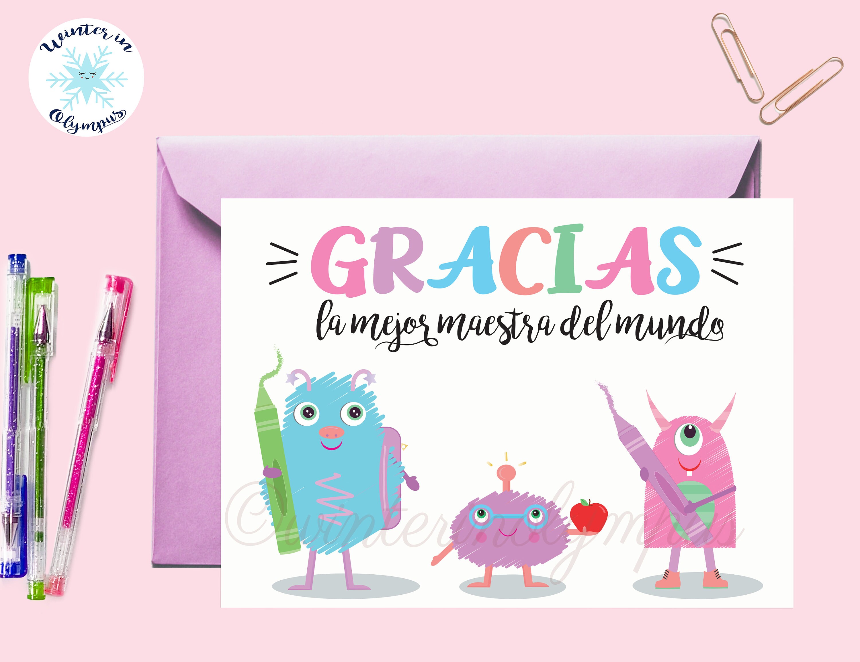 Spanish Teacher Thank You Card Printable With Little | Etsy